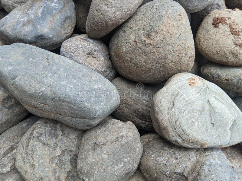 Piles of River Stones of Various Sizes, Various Colors and Various ...