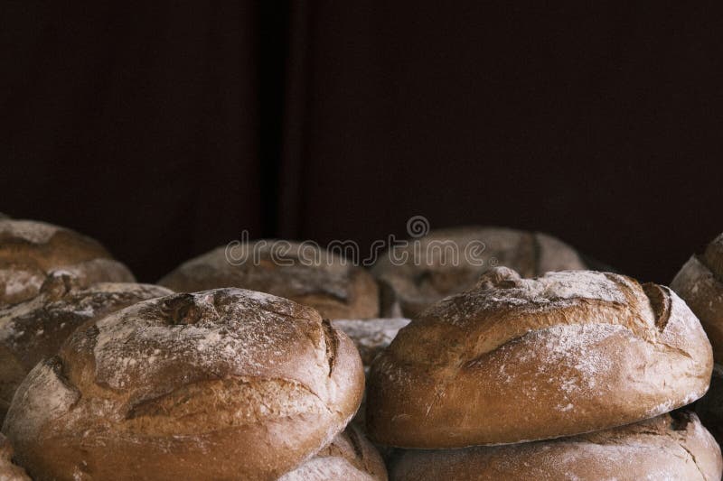 Set of Round Breads Stored for Sale and Consumption on Supermarket ...