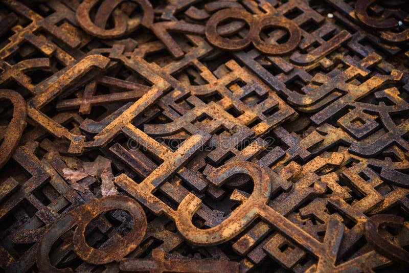 Piles of Rusty Metal Numbers and Letters Stock Image - Image of numbers ...