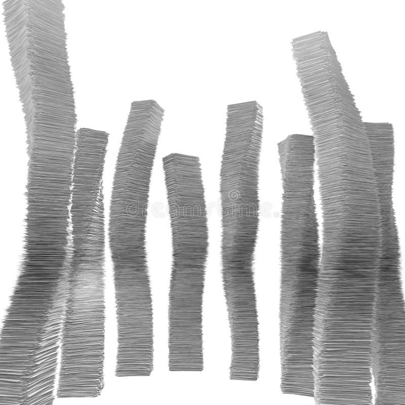 Piles of Stacked Sheets. Bureaucracy and Overworked Concept. 3d ...