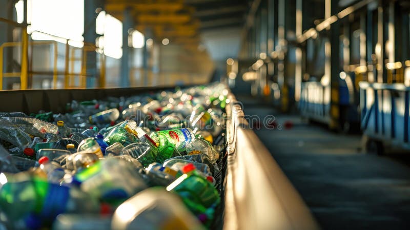 Piles of Trash Inside a Waste Processing Building Stock Illustration ...