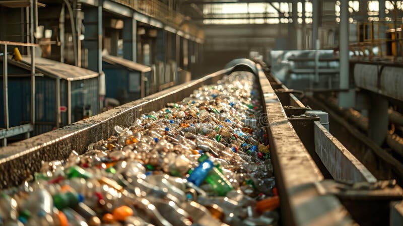 Piles of Trash Inside a Waste Processing Building Stock Illustration ...