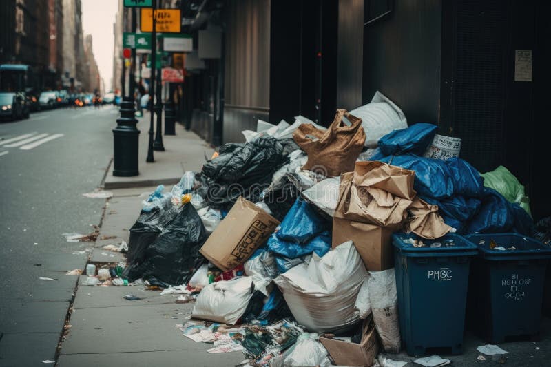 Piles of Trash and Litter in City Streets Overflowing Garbage Stock ... Piles of Trash and Litter in City Streets Overflowing Garbage Stock ...