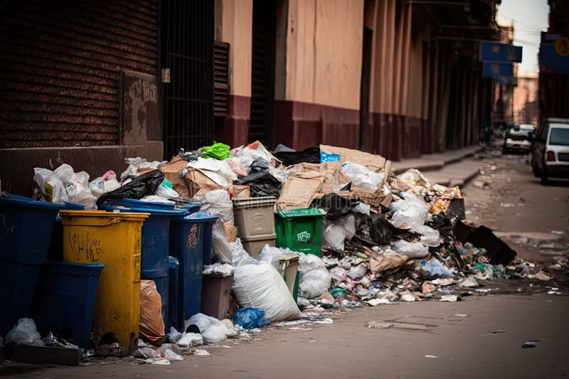 Piles of Trash and Litter in City Streets Overflowing Garbage Stock ... Piles of Trash and Litter in City Streets Overflowing Garbage Stock ...