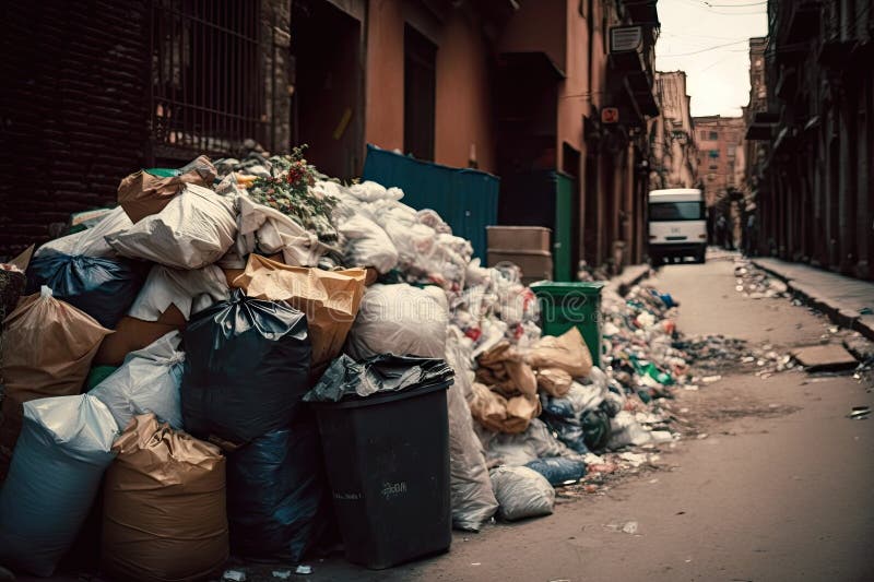 Piles of Trash and Litter in Streets Overflowing Garbage Stock ... Piles of Trash and Litter in Streets Overflowing Garbage Stock ...