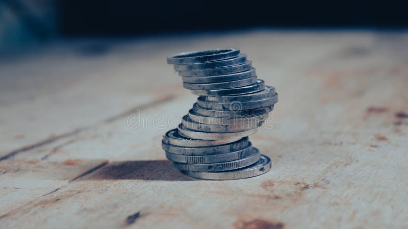 Piles of Twisting Indonesian Coins with Cinematic Effects Stock Image ...