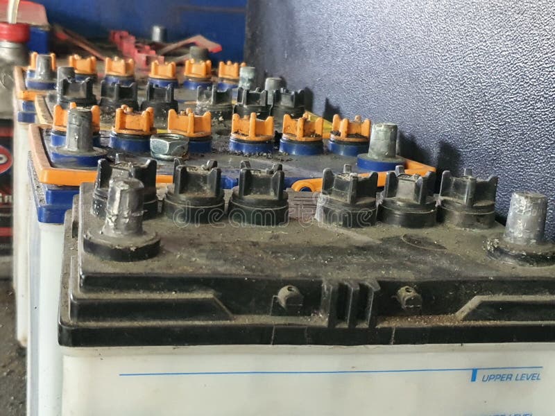 Piles of Used car battery stock image. Image of environment - 203339289