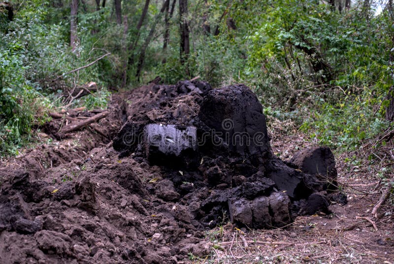 Piles of Wet Soil after Excavator Work Stock Photo - Image of piles ...