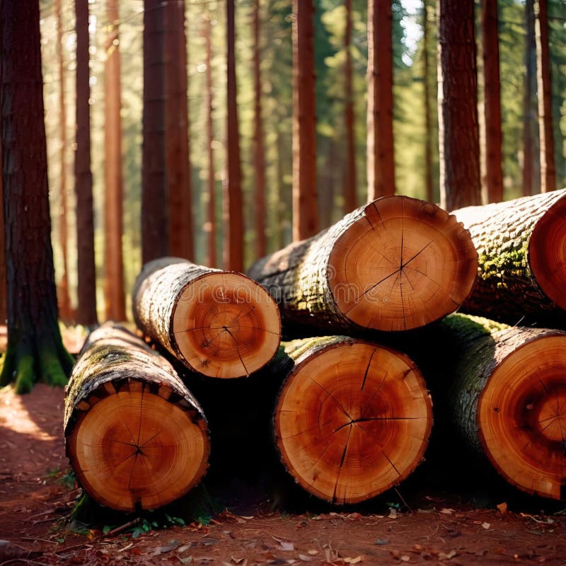 Piles of Wood Log in Forest after Timber Cutting Stock Illustration ...