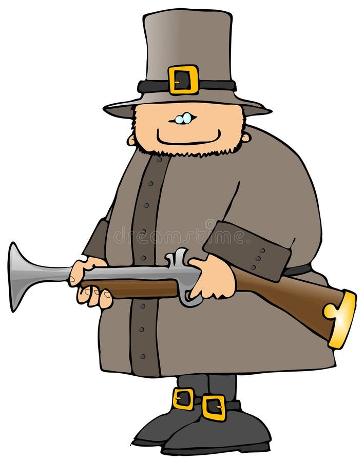 Pilgrim with a Blunderbuss stock illustration. Illustration of rifle ...