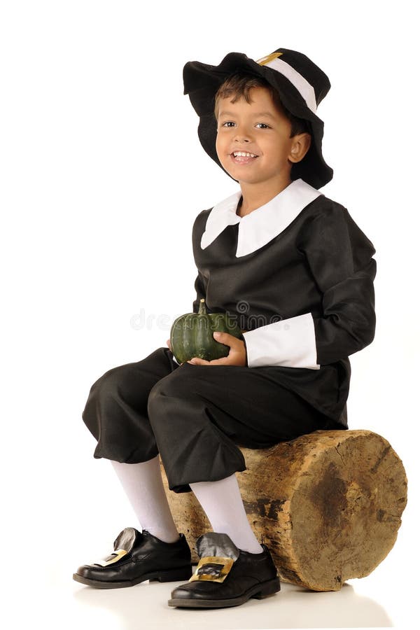 Pilgrim Boy with Squash stock photo. Image of child, vegetable - 21560200
