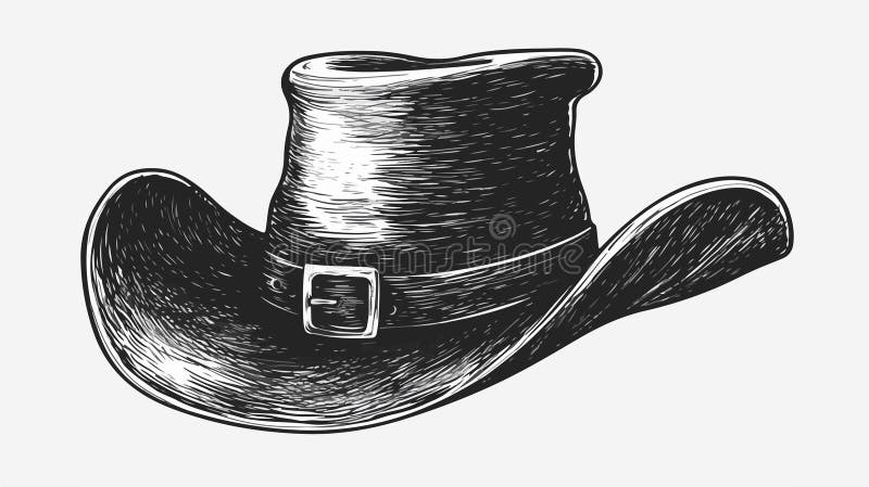 Pilgrim Hat Doodle Style Isolated on White Background Stock Vector ...