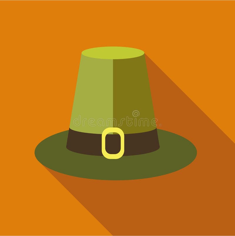 Pilgrim Hat Icon, Flat Style Stock Illustration - Illustration of group ...