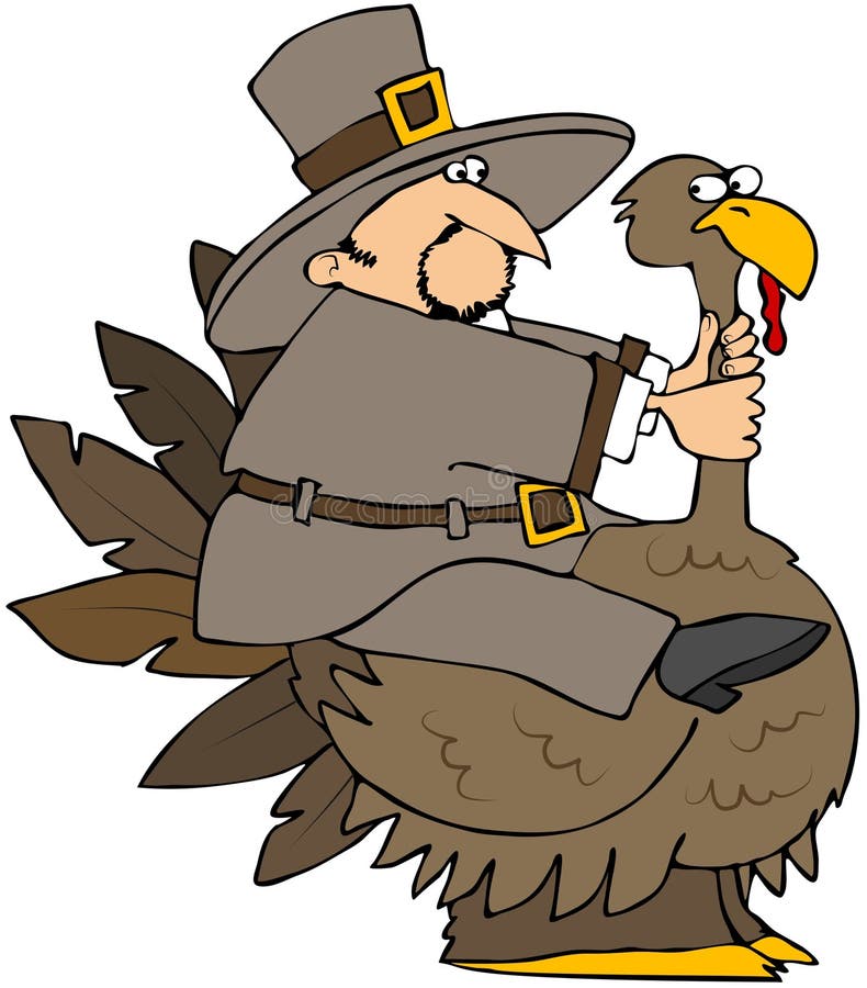 Pilgrim Hunting Turkeys stock illustration. Illustration of hunt - 30862