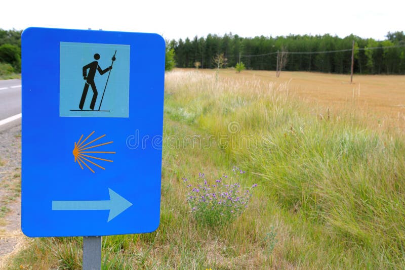 Pilgrim Road Sign Pedestrian Way of Saint James Stock Photo - Image of ...