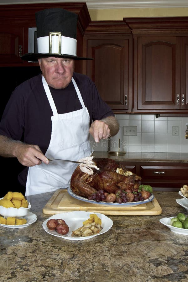 Pilgrim Serving Thanksgiving Dinner Stock Photo - Image of colorful ...