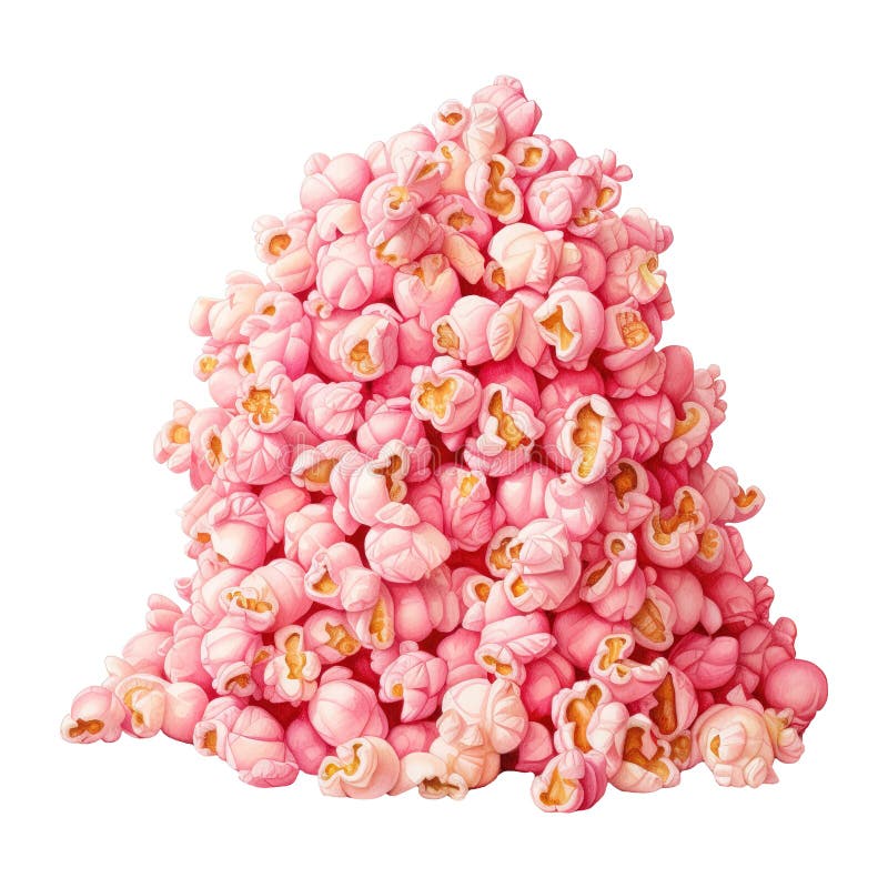 Pilha De Pipoca Com Pipoca Rosa Imagem de Stock - Ilustração de noite ...