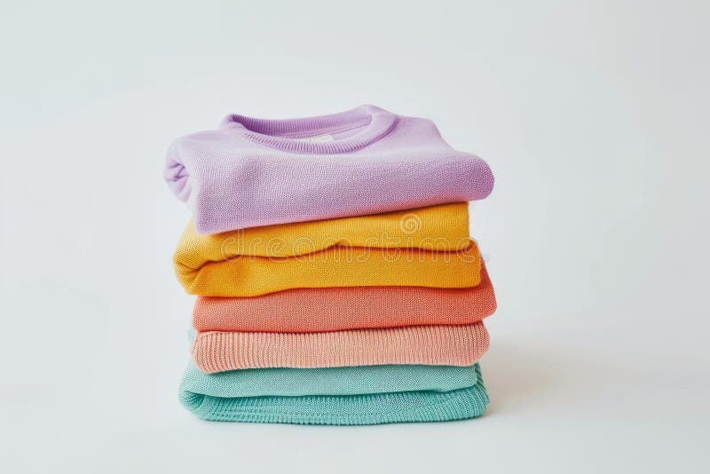 Pilha De Roupas Limpas Em Fundo Branco Ilustração Stock - Ilustração de ...