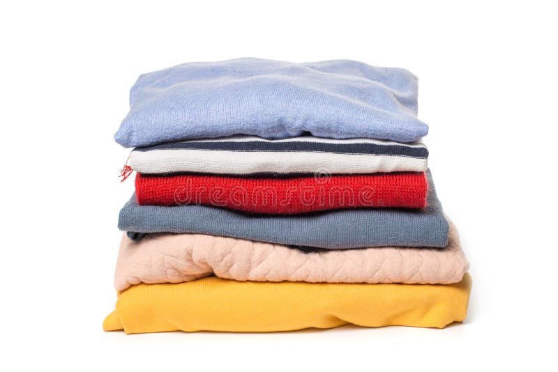 Pilhas De Roupa Dobrada No Fundo Branco Foto de Stock - Imagem de ...