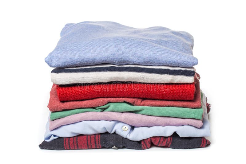 Pilhas De Roupa Dobrada No Fundo Branco Foto de Stock - Imagem de ...