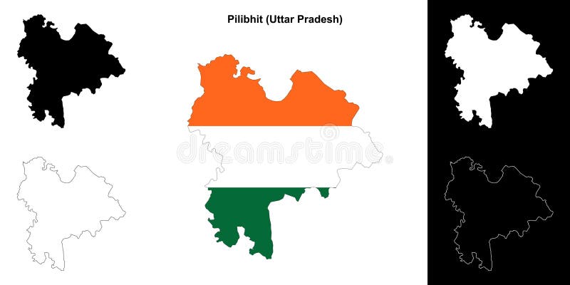Pilibhit outline map stock vector. Illustration of uttar - 368887099