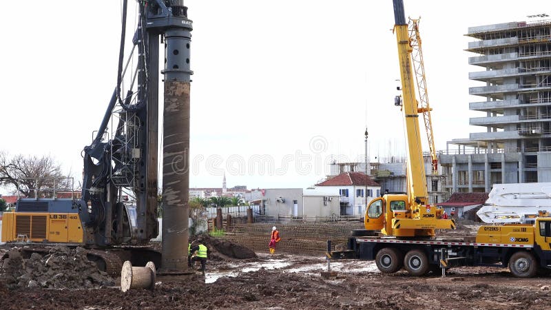 Piling Machine Working on a Construction Site Stock Video - Video of ...