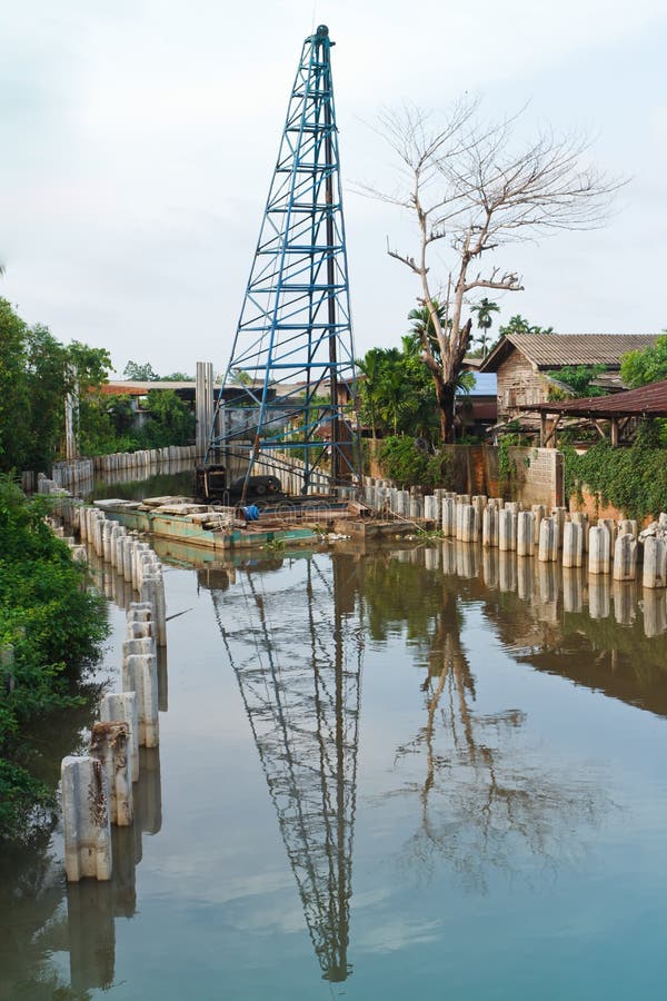 Piling rig stock image. Image of high, field, drilling - 229137917