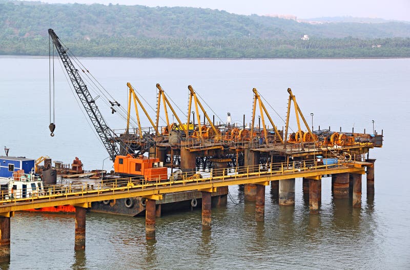 Piling work for Bridge stock image. Image of progress - 92597629