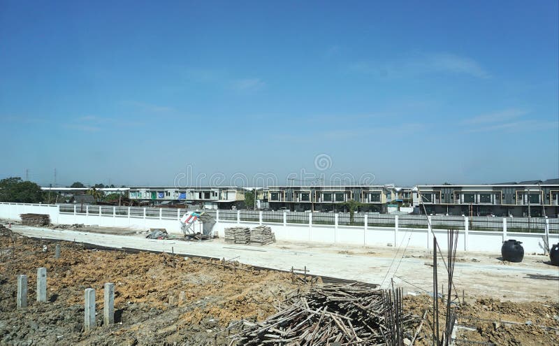 Piling Work of Home Base with Wood, Concrete and Equipment Construction ...