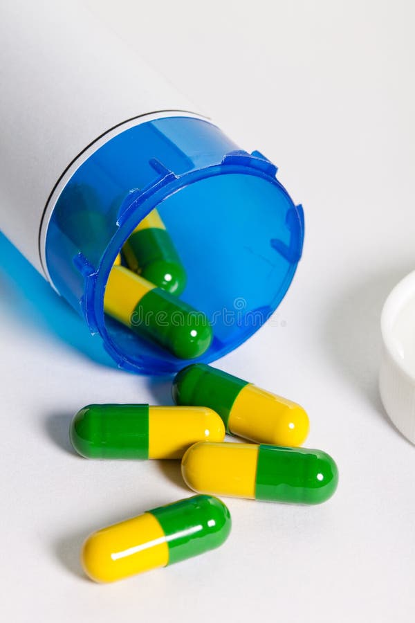 Pill Bottle stock image. Image of yellow, blue, prescription - 84836067