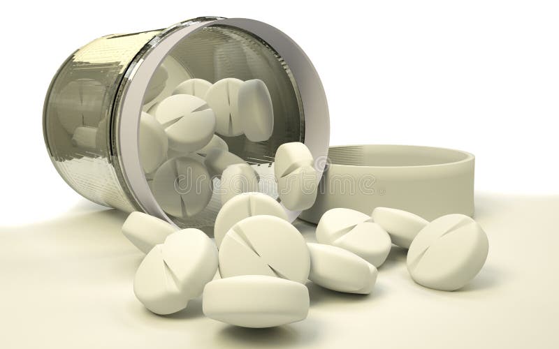 Pill Bottle Poured on the Ground Stock Illustration - Illustration of ...