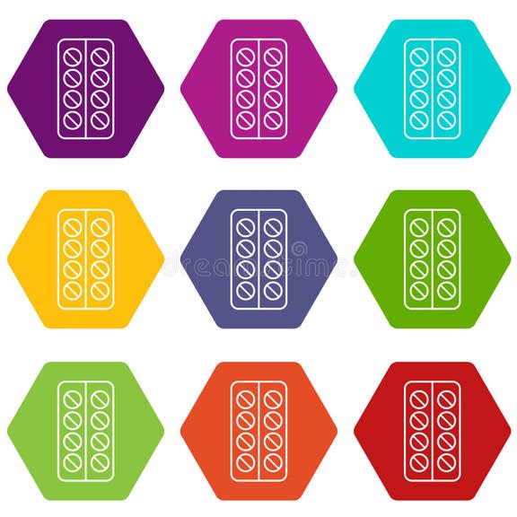 Pill Box Icons Set 9 Vector Stock Vector - Illustration of design ...