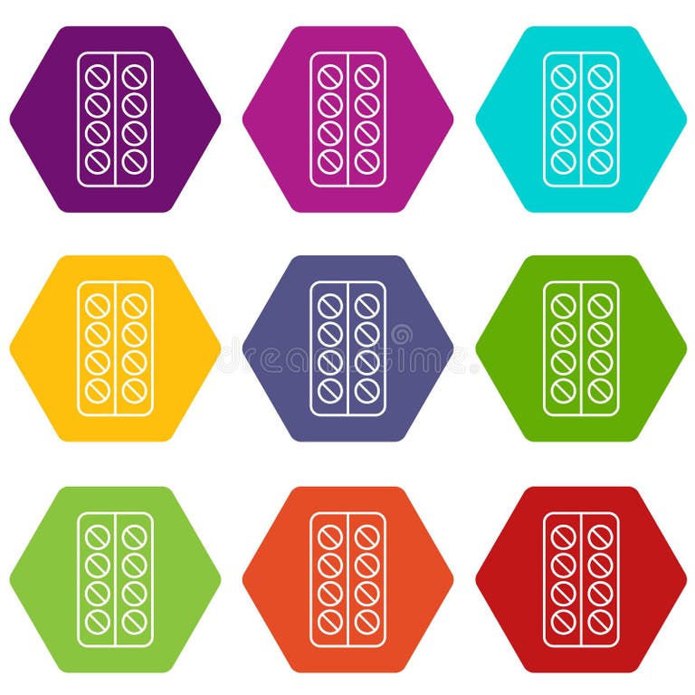 Pill Box Icons Set 9 Vector Stock Vector - Illustration of design ...