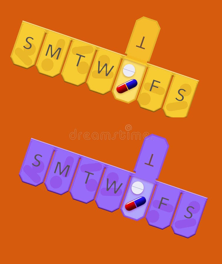Pill Boxes that Divide Doses by the Day of the Week are Seen Stock ...