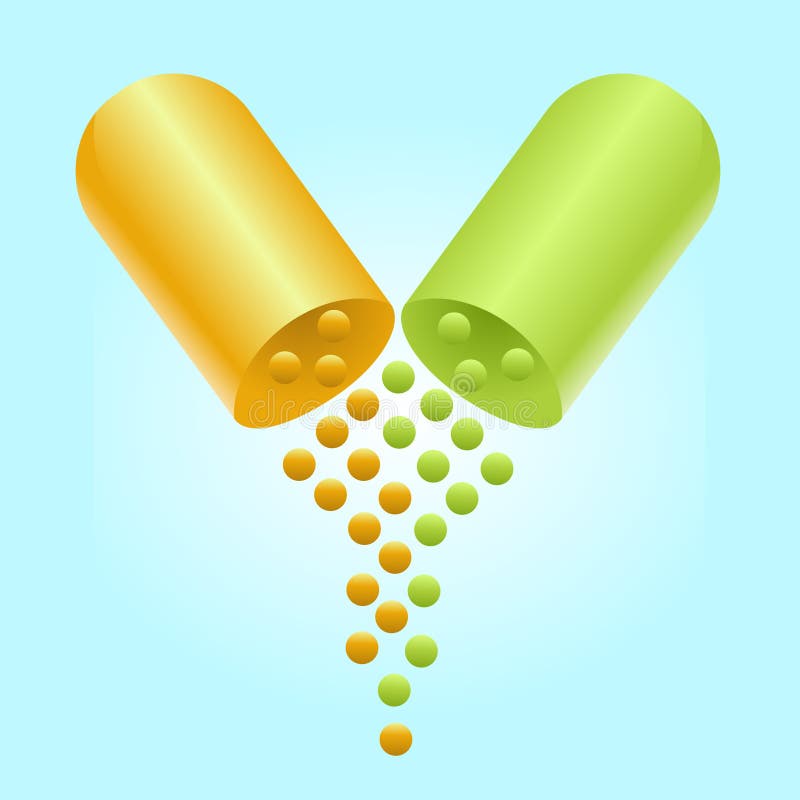 Pill Broken in Half stock vector. Illustration of medicine - 7197947