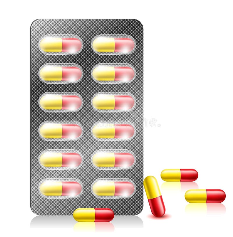 Pill Capsule in Blister Pack Stock Vector - Illustration of group ...