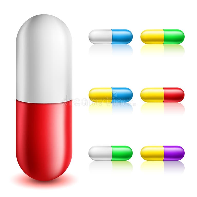 Pill capsule set stock vector. Illustration of container - 32024543