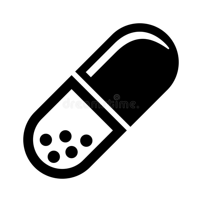 Pill capsule vector icon stock vector. Illustration of gelatin - 129672719
