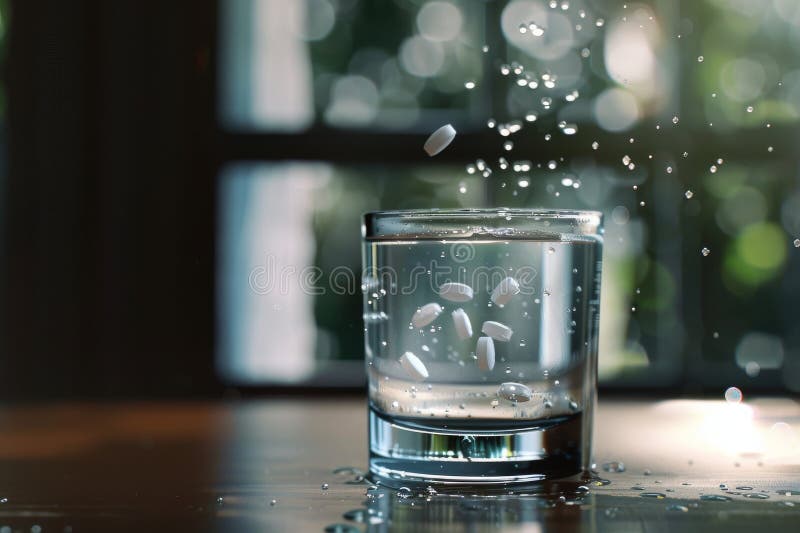 Pill dissolving in water stock illustration. Illustration of glass ...