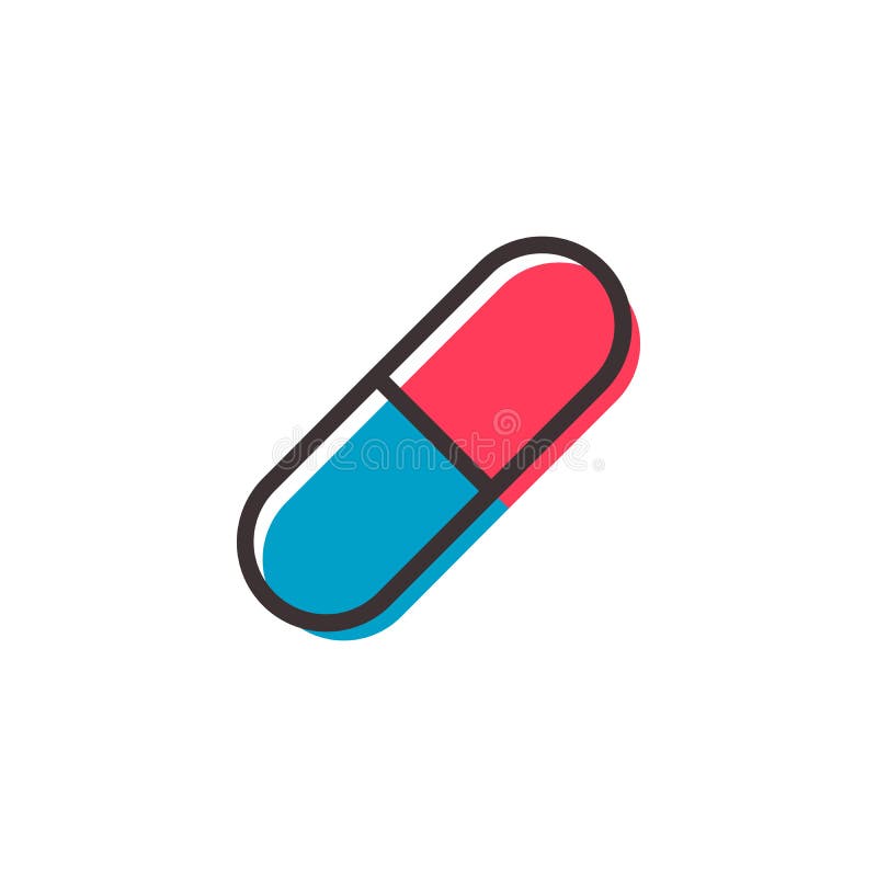 Pill flat outline icon stock vector. Illustration of chemistry - 131188494
