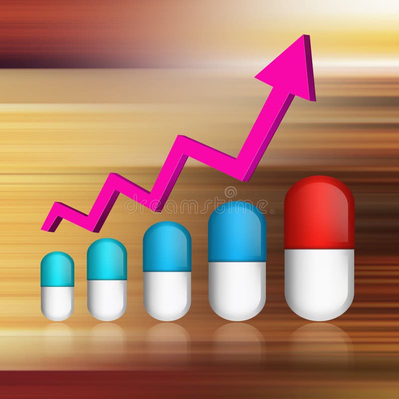 Pill with Graph on Abstract Background Stock Illustration ...