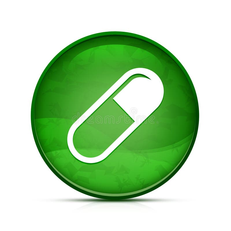 Pill Icon on Classy Splash Green Round Button Illustration Stock ...