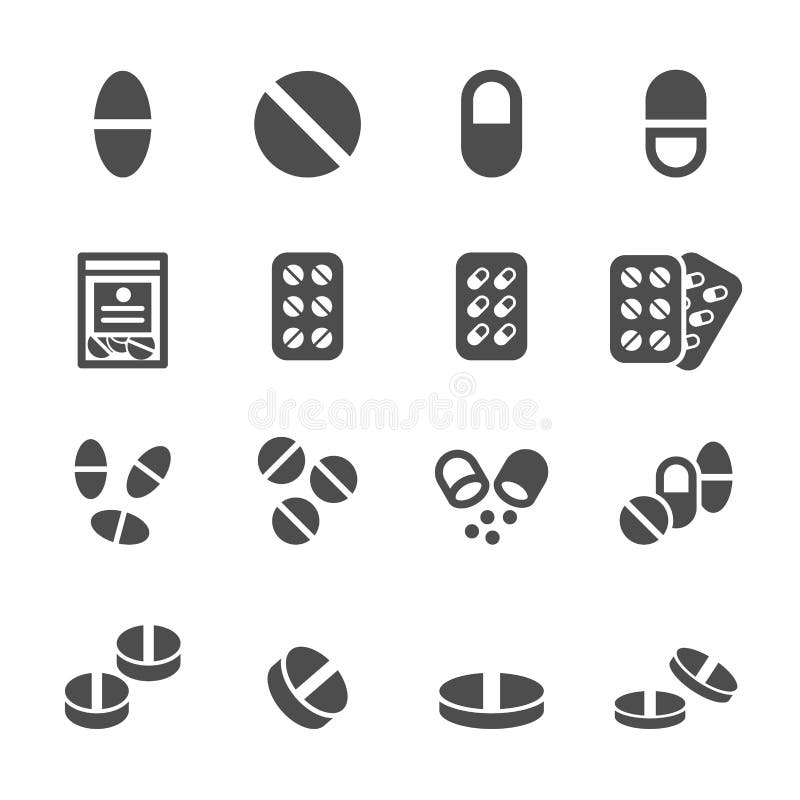 Pill Icon Set, Vector Eps10 Stock Vector - Illustration of symbol ...