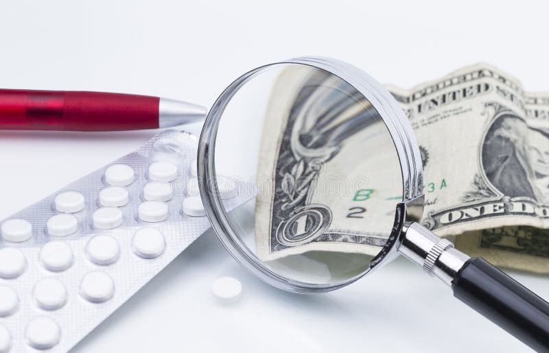Pill and magnifier stock image. Image of cash, capsule - 40166483