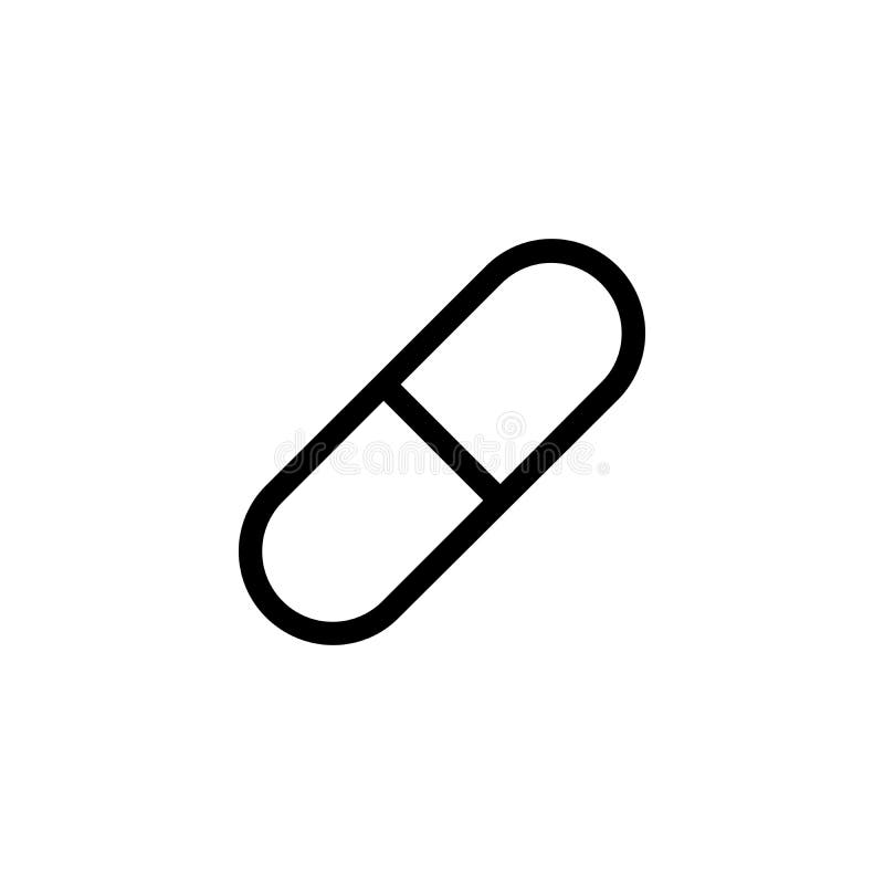 Pill Outline Vector Icon. Thin Line Black Pill Icon, Flat Vector Simple ...