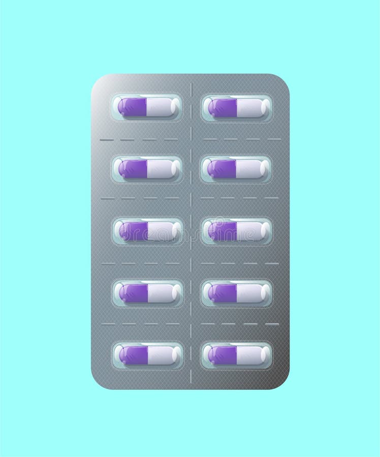 Pill Packaging Isolated on Flat Background Vector Illustration Stock ...