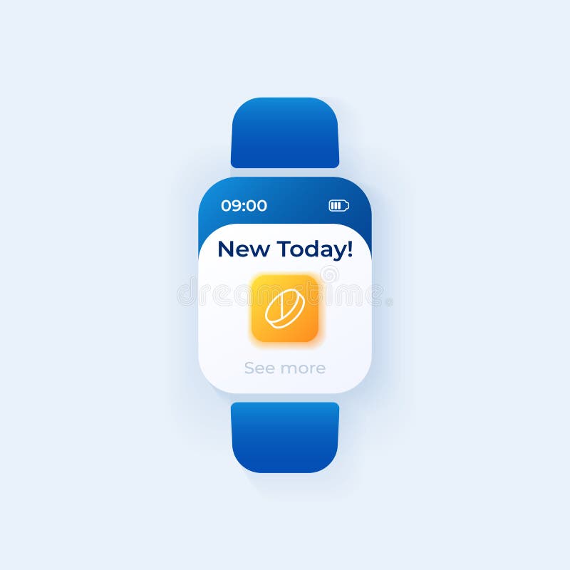 Pill Reminder Smartwatch Interface Vector Template Stock Vector ...