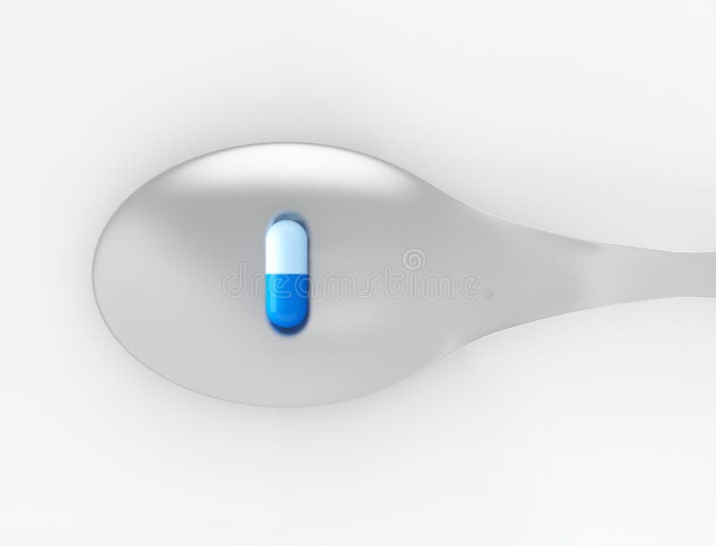 Pill in a spoon stock illustration. Illustration of macro - 35332535