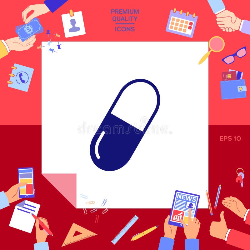 Pill symbol icon stock vector. Illustration of pain - 111212967