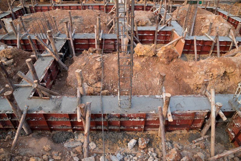 Pillar and Beam Being Constructed at Construction Site Stock Image ...